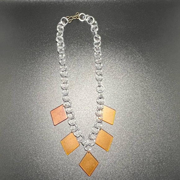 Jewelry | Vintage Lucite Bakelite Necklace Clear Chain Apple Juice ...